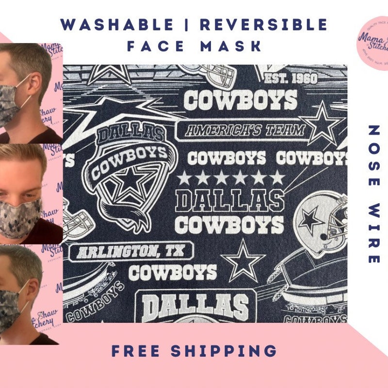 Dallas Cowboys Face Mask - Etsy
