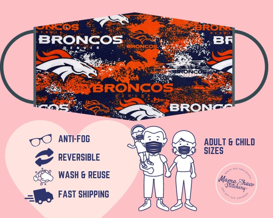 Denver Broncos Vintage NFL Football Face Mask Reusable, Reversible ...