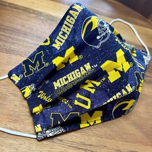 Michigan Wolverines Pleated Face Mask | Washable, Reusable, Reversible ...