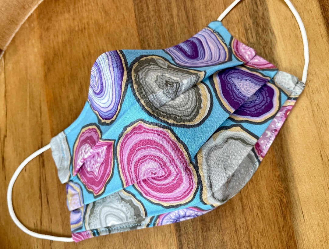 Geode Rock Gemstone Pleated Face Mask Washable, Reusable, Reversible ...