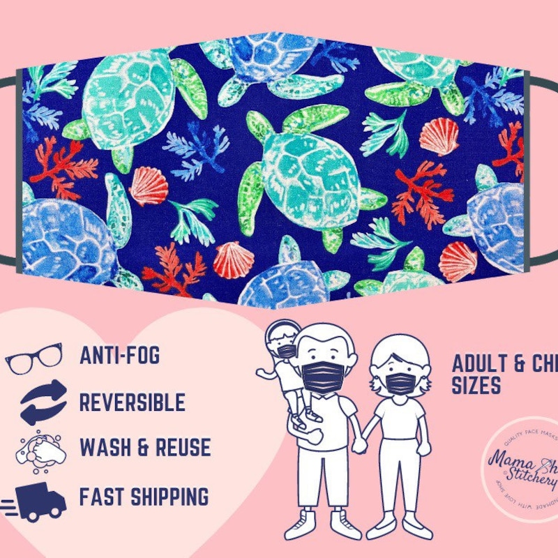 Sea Turtle Face Mask - Etsy