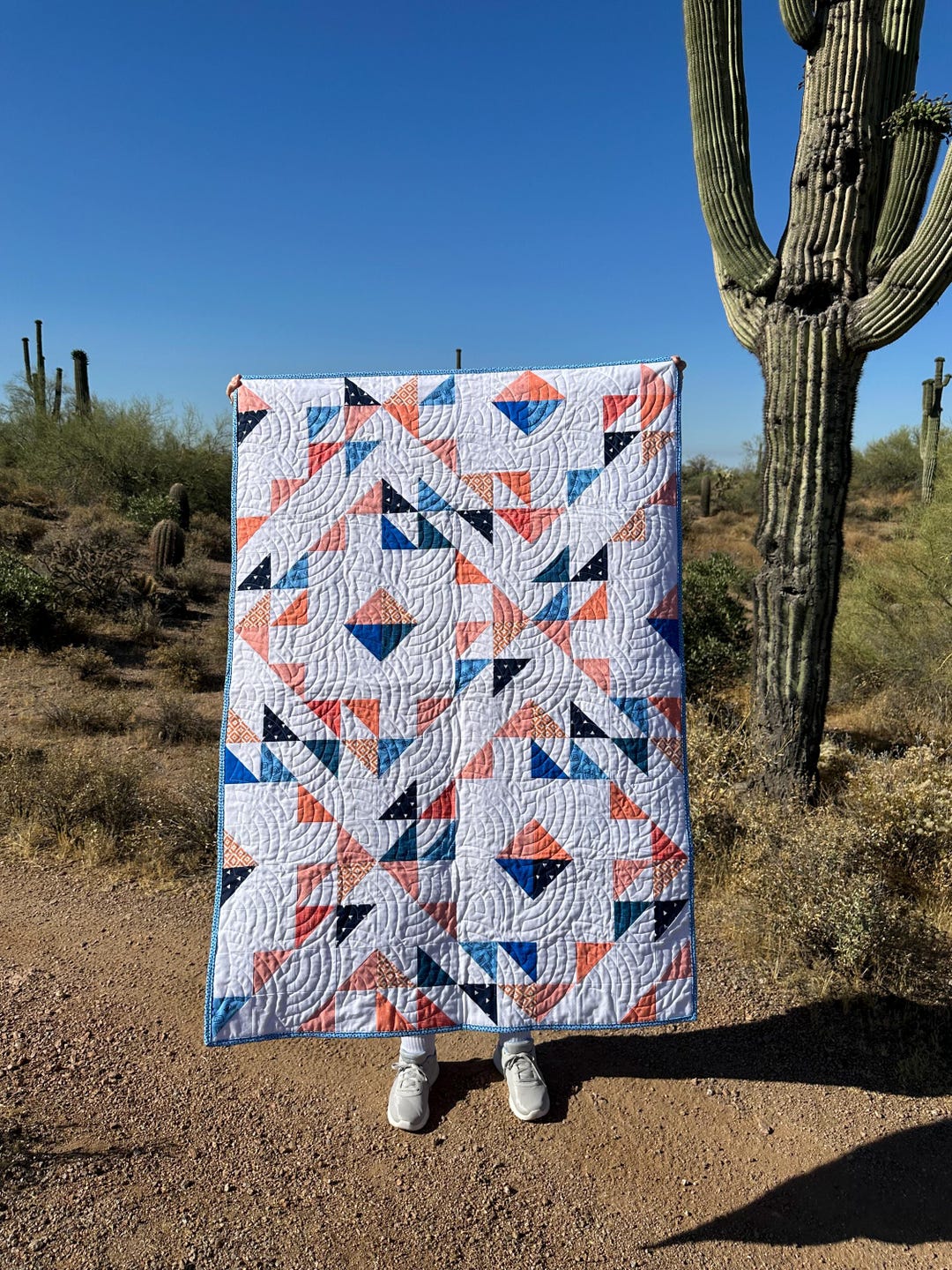 Handmade Modern Quilt, Summer Haze Quilt by Suzy Quilts, Coral Orange ...