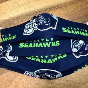 Seattle Seahawks NFL Pleated Face Mask | Washable, Reusable, Reversible ...