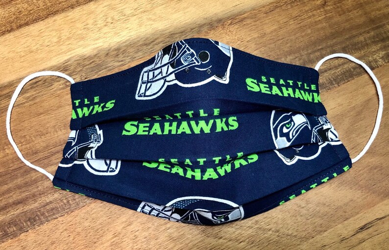 Seattle Seahawks NFL Pleated Face Mask | Washable, Reusable, Reversible ...