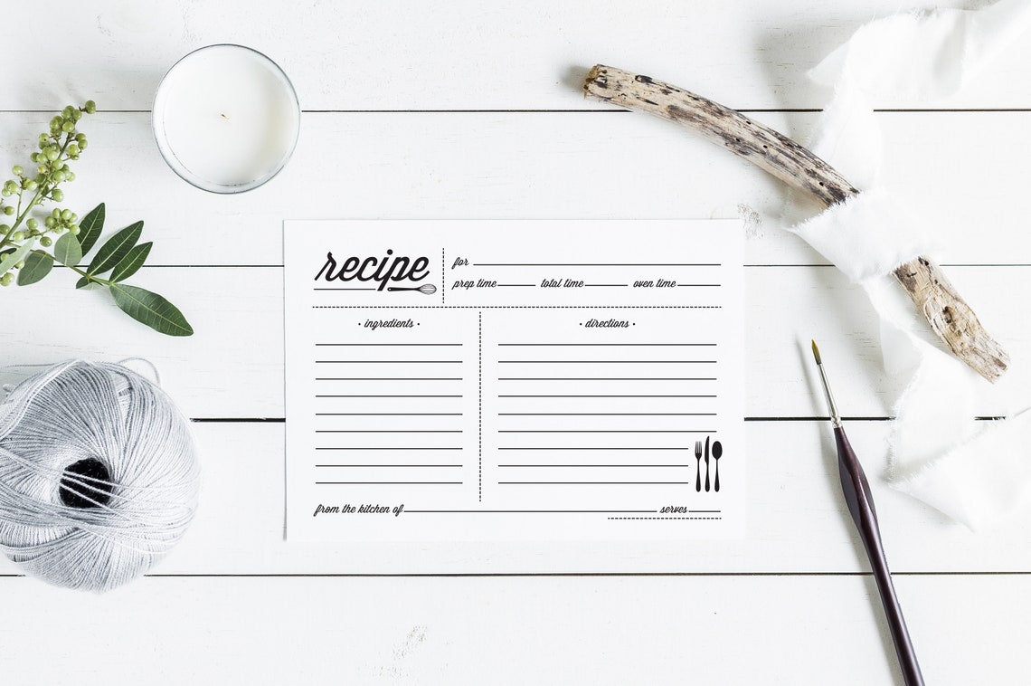 Recipe Card - Printable Typography Art - Etsy