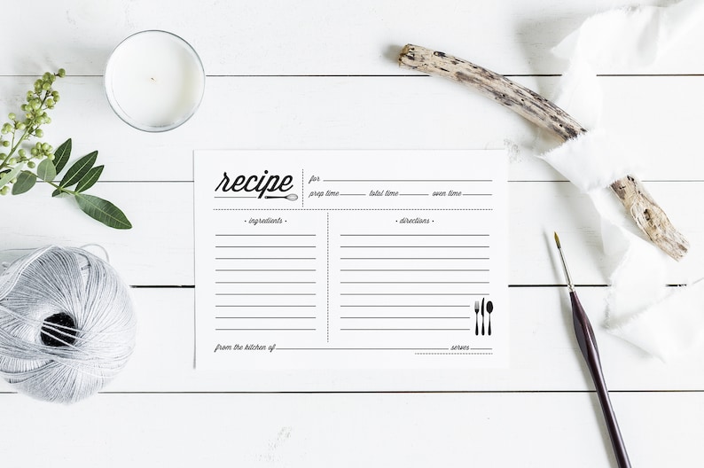Recipe Card - Printable Typography Art - Etsy