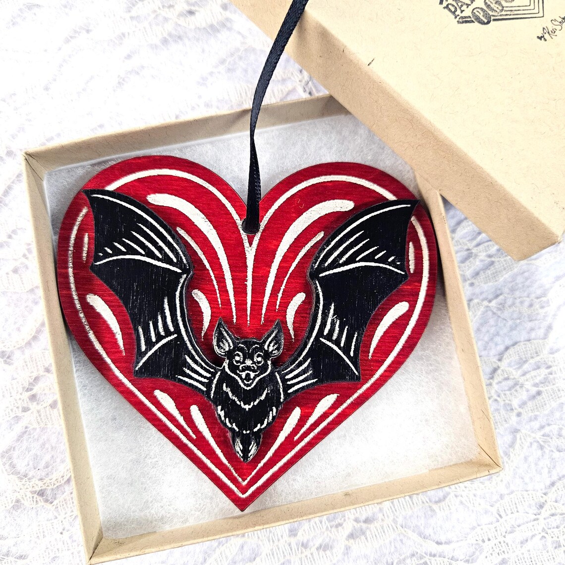 Bat Valentine Ornament - Etsy