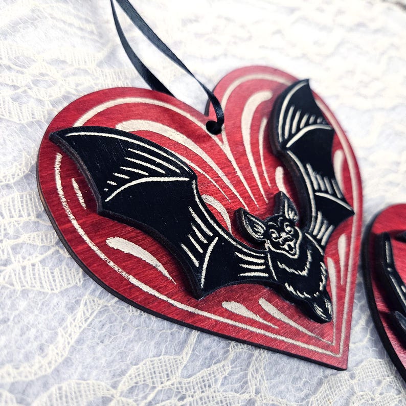 Bat Valentine Ornament - Etsy