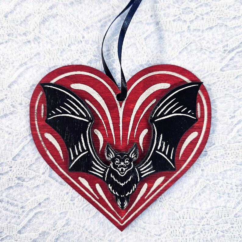Bat Valentine Ornament - Etsy