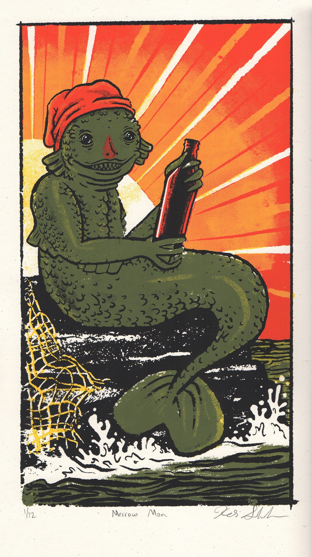 Merrow Male Mermaid Silkscreen Print - Etsy