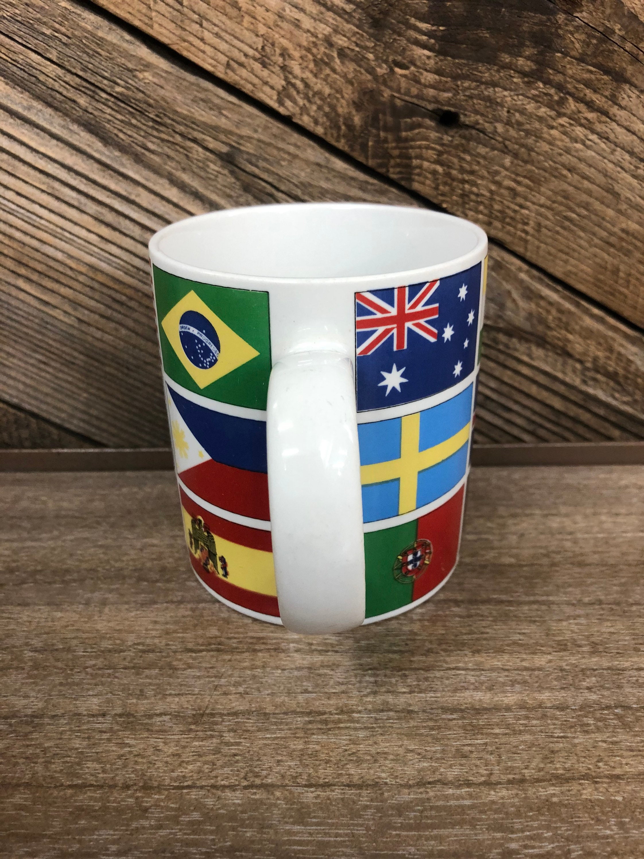 Set/4 International Flag Mugs / Vintage Flags Coffee Mug / Retro ...
