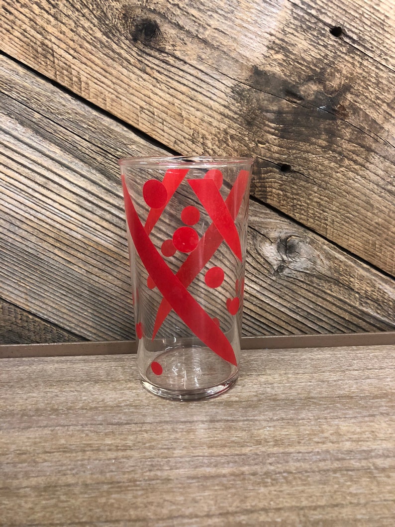 Set/6 Red Stripe & Dot Pattern Glass Tumblers / Red Cocktail - Etsy
