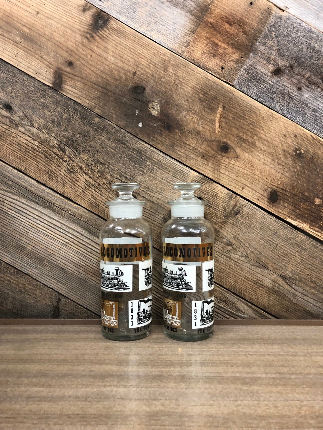 Set/2 Locomotive Apothecary Jars / Vintage Historic Locomotive Jars ...