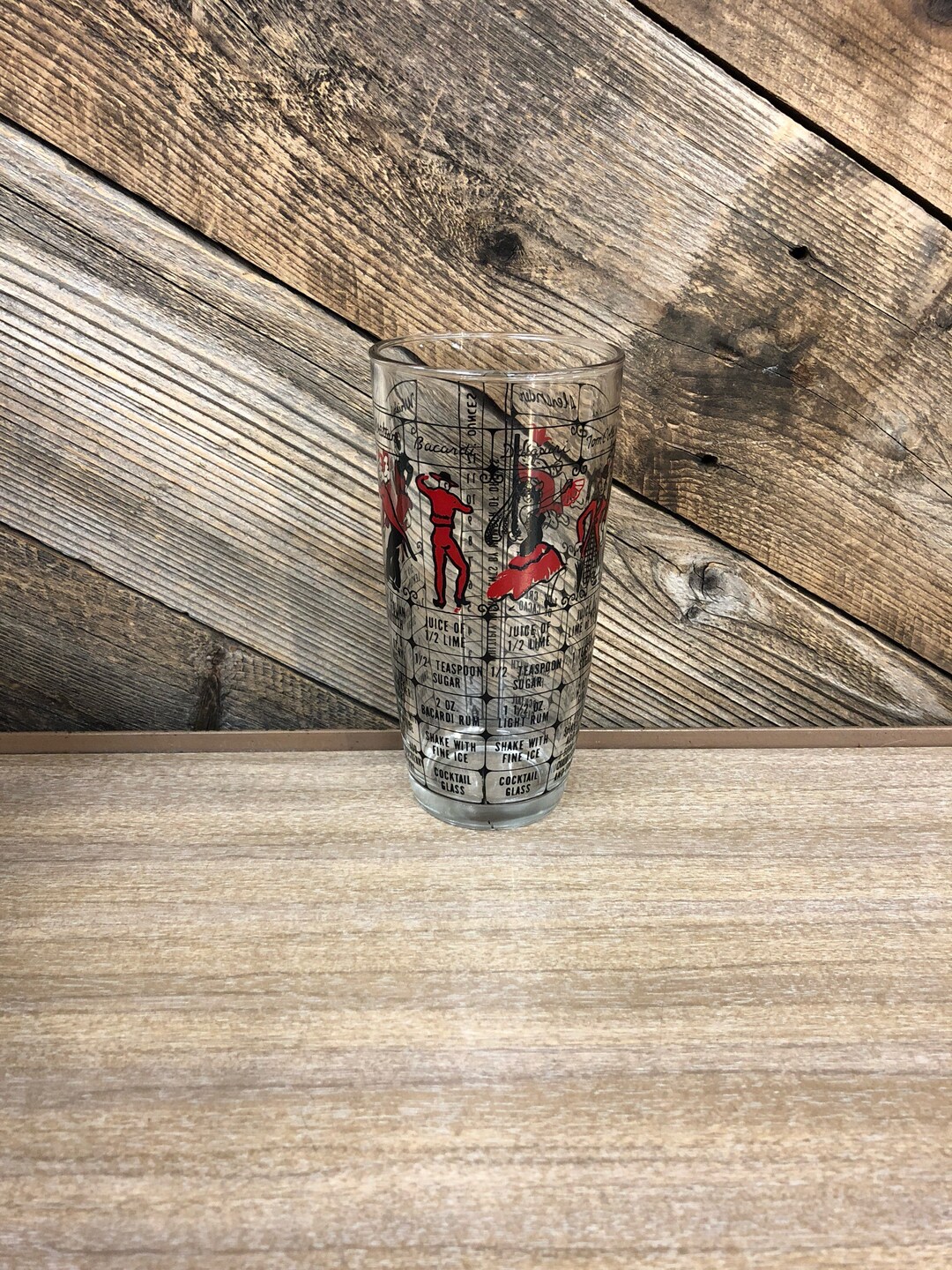 Cocktail Recipe Glass, Red/black - Etsy