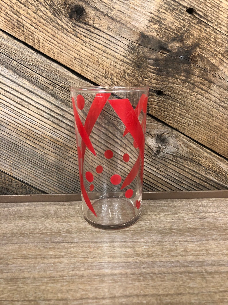 Set/6 Red Stripe & Dot Pattern Glass Tumblers / Red Cocktail - Etsy
