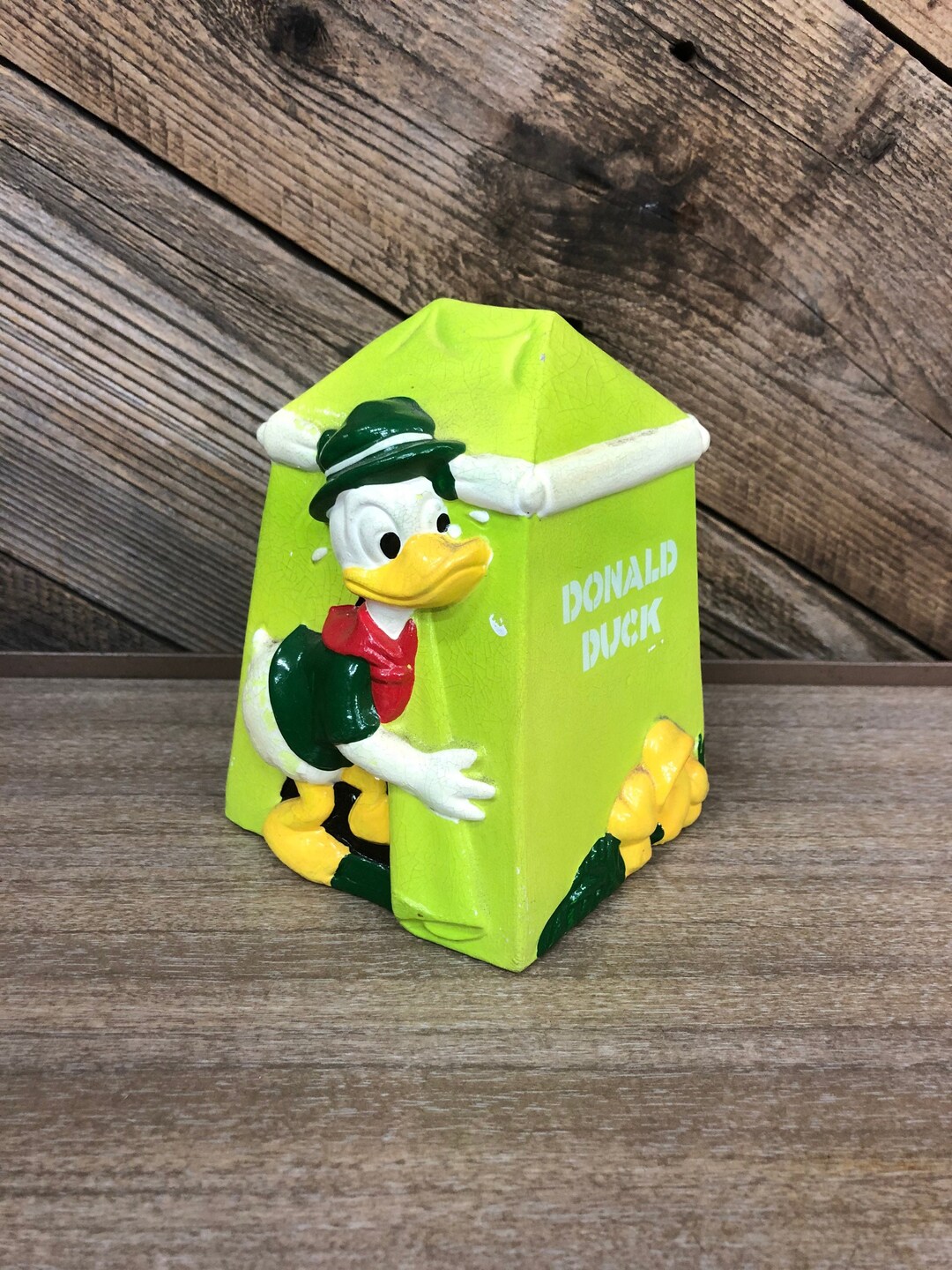 Donald Duck Camping Tent Bank / Vintage Disney Plaster Papier Mache ...