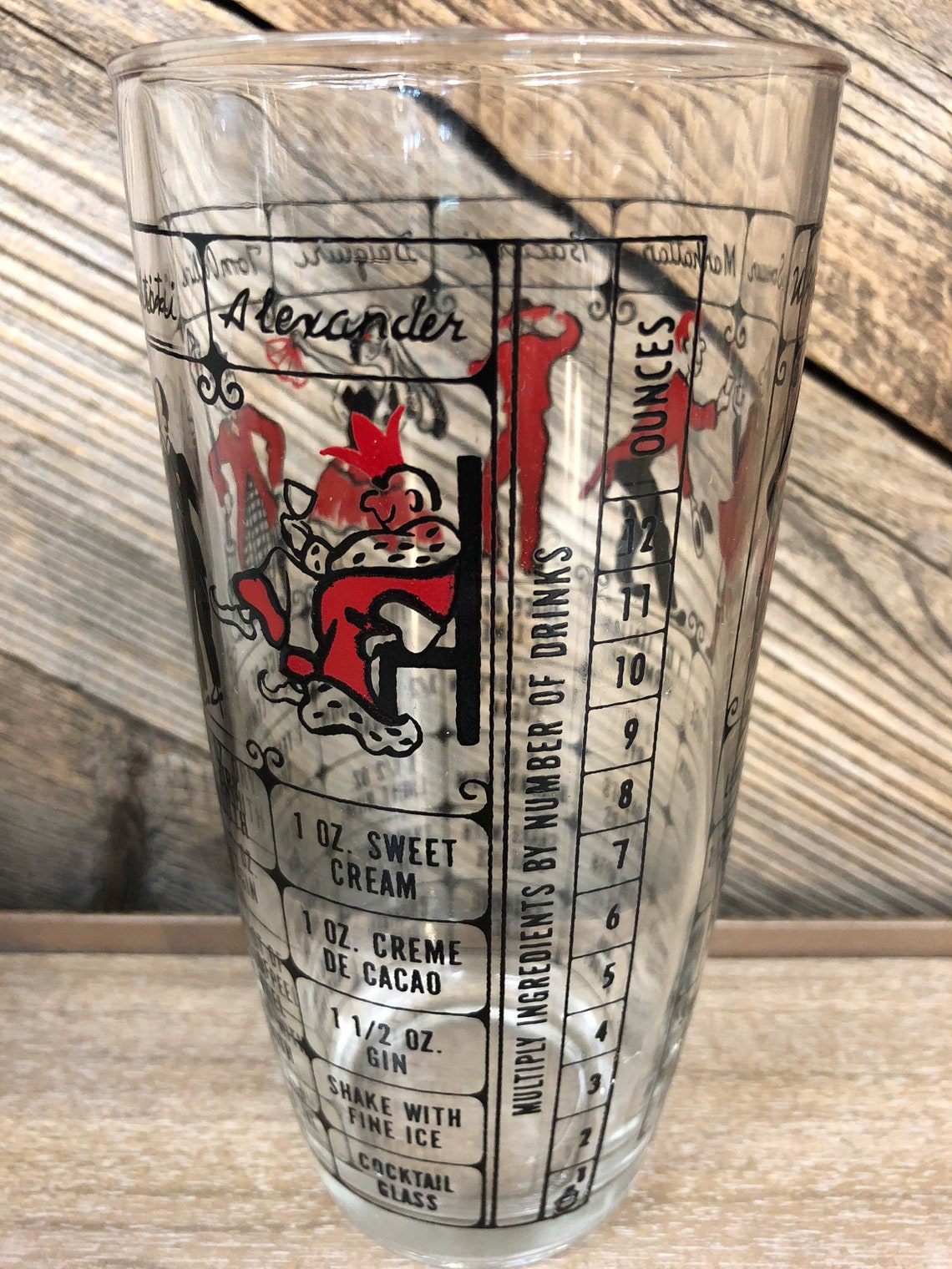 Cocktail Recipe Glass Red/black - Etsy