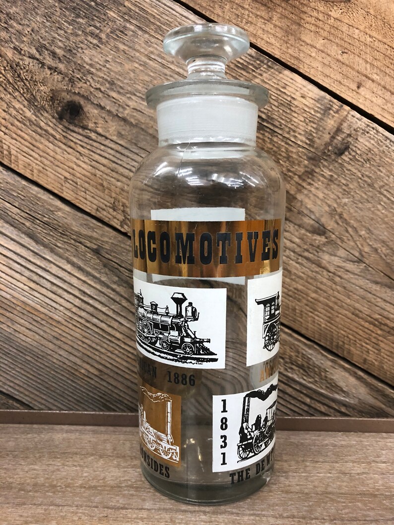 Set/2 Locomotive Apothecary Jars / Vintage Historic Locomotive - Etsy