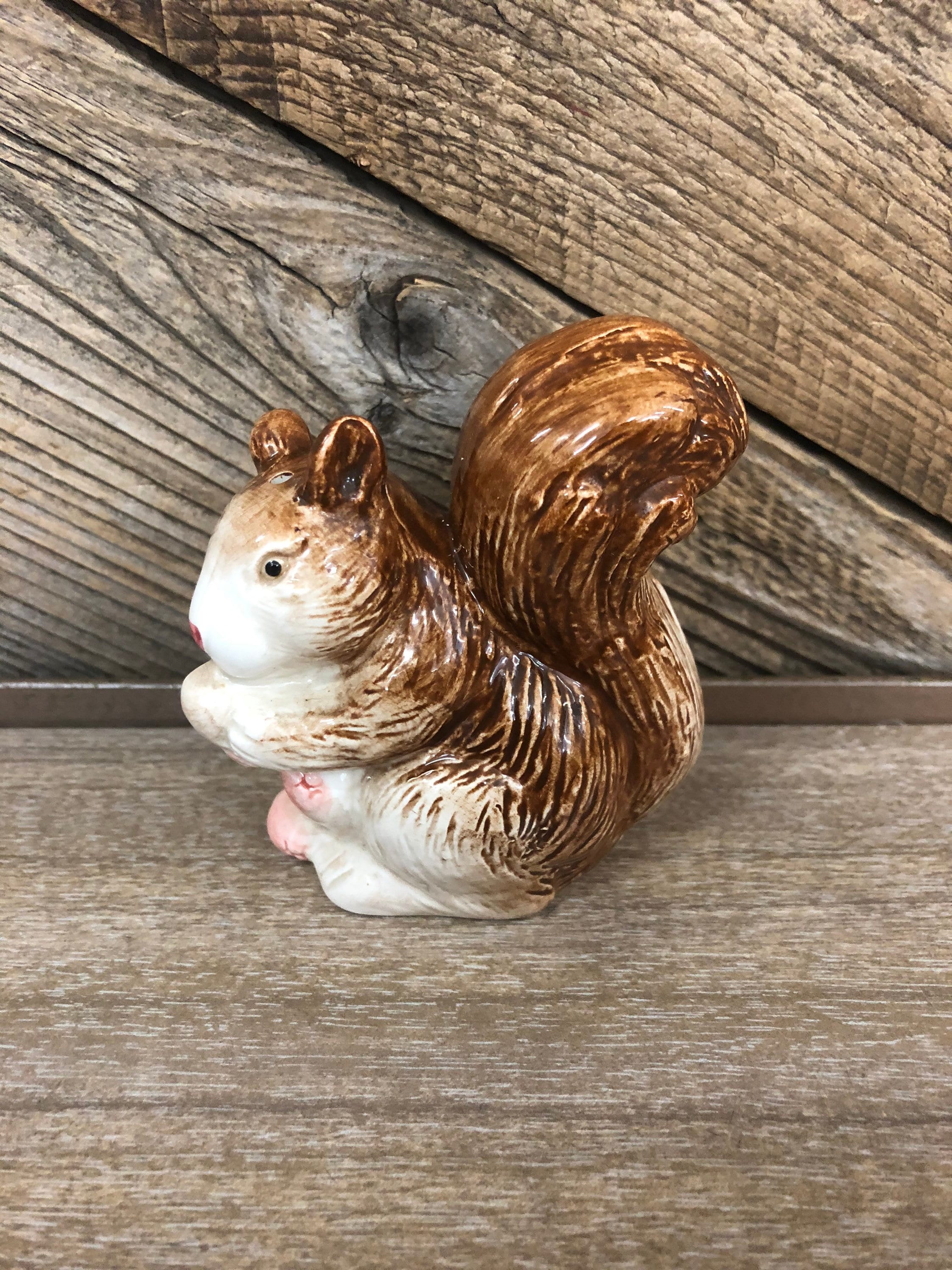 2pc Squirrel Tree Trunk Salt & Pepper / Vintage Squirrel Figurine Salt ...