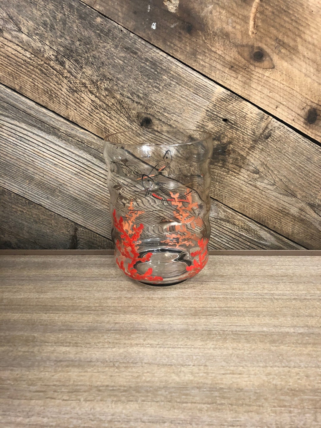 Ocean Scene Glass Vase / Vintage Sea Life Vase / Retro Underwater Scene ...