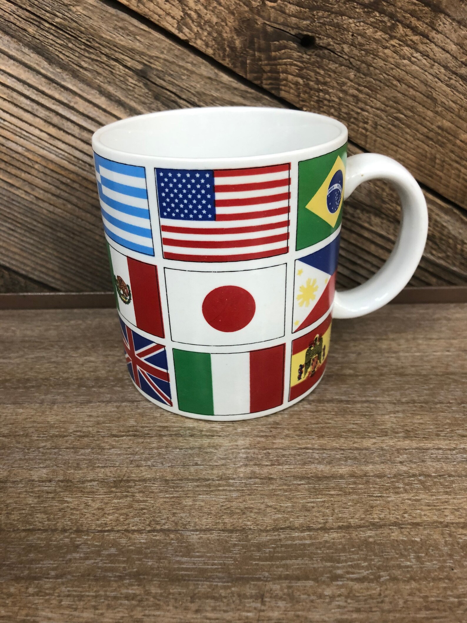 Set/4 International Flag Mugs / Vintage Flags Coffee Mug / Retro ...