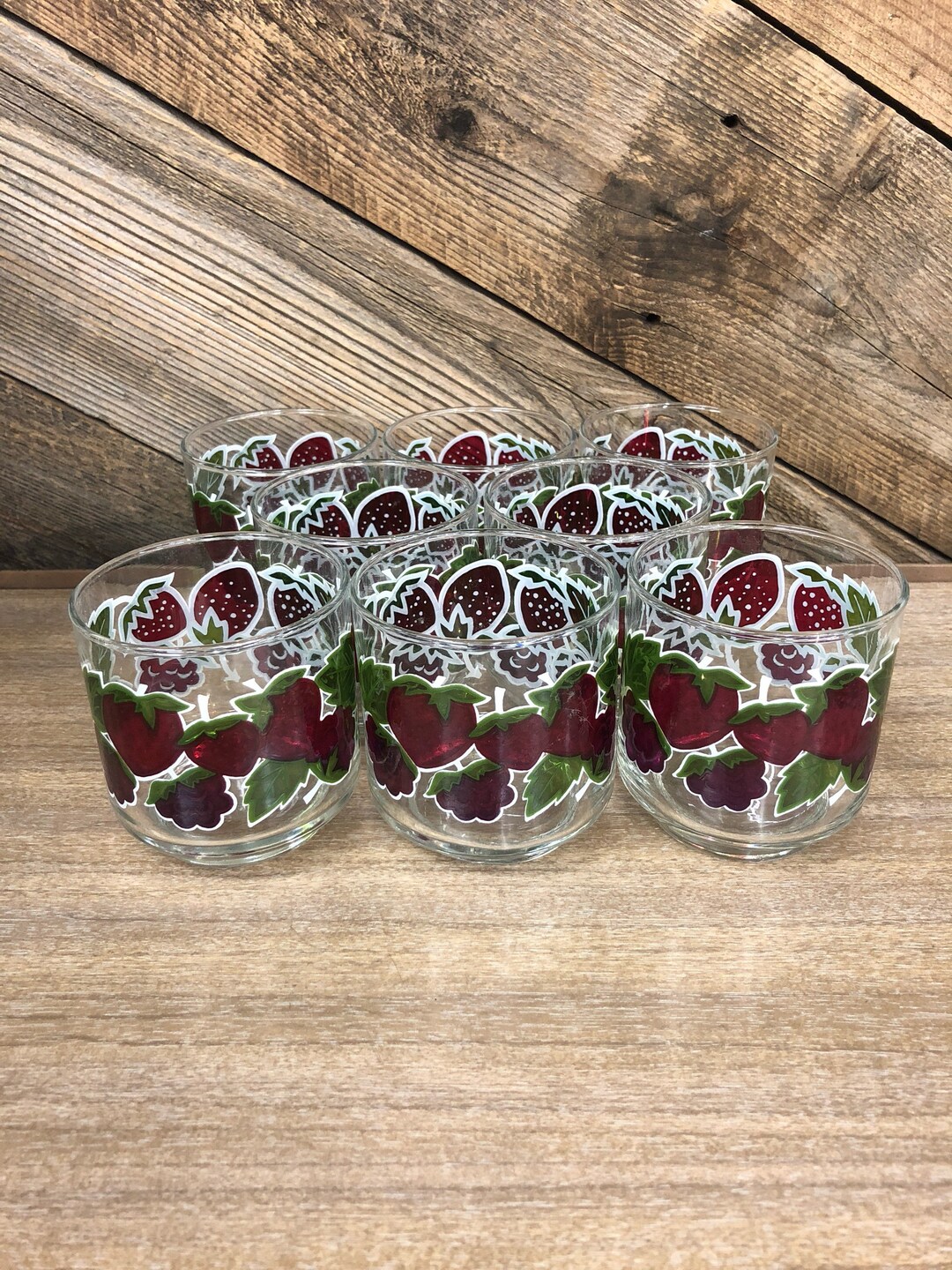 Berry Print Juice Glasses, Set of 8 - Etsy