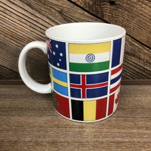 Set/4 International Flag Mugs / Vintage Flags Coffee Mug / Retro ...