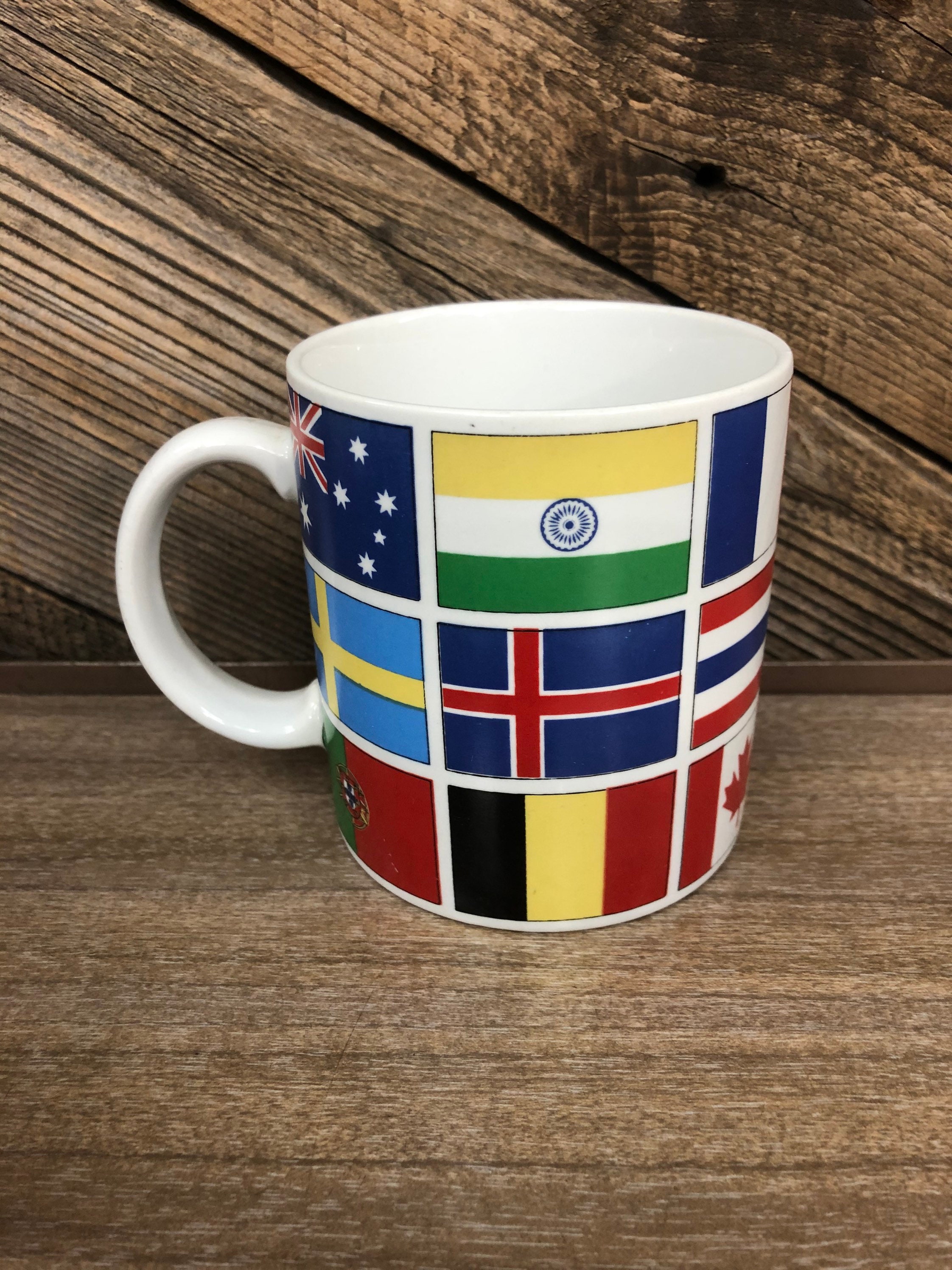Set/4 International Flag Mugs / Vintage Flags Coffee Mug / Retro ...