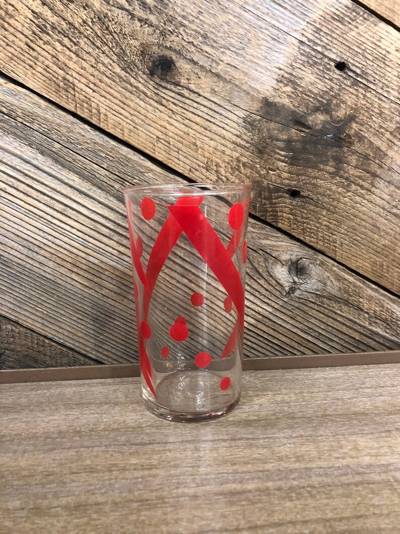 Set/6 Red Stripe & Dot Pattern Glass Tumblers / Red Cocktail - Etsy