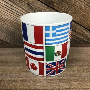 Set/4 International Flag Mugs / Vintage Flags Coffee Mug / Retro ...
