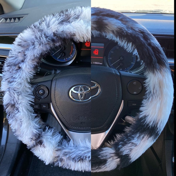 Black Fur Steering Wheel Cover - Etsy