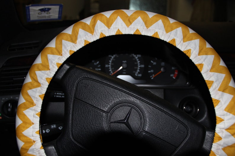 SALE) Yellow and White Chevron Steering Wheel Cover. Car Accessories ...
