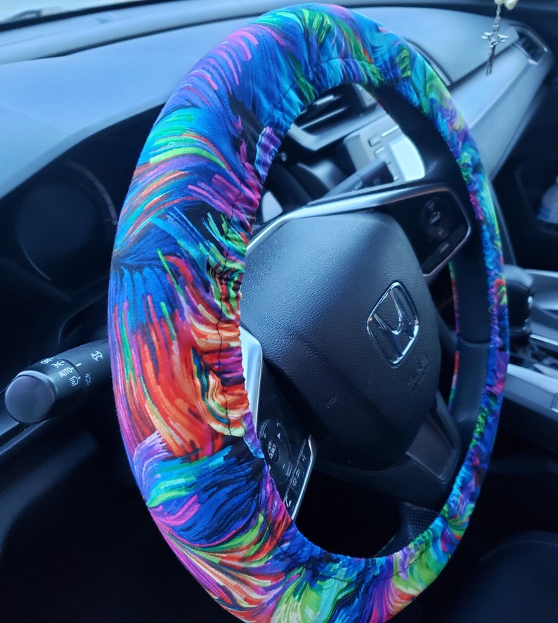 Steering Wheel Cover Multicolor Neon Night Colors / Options of Keyfob ...