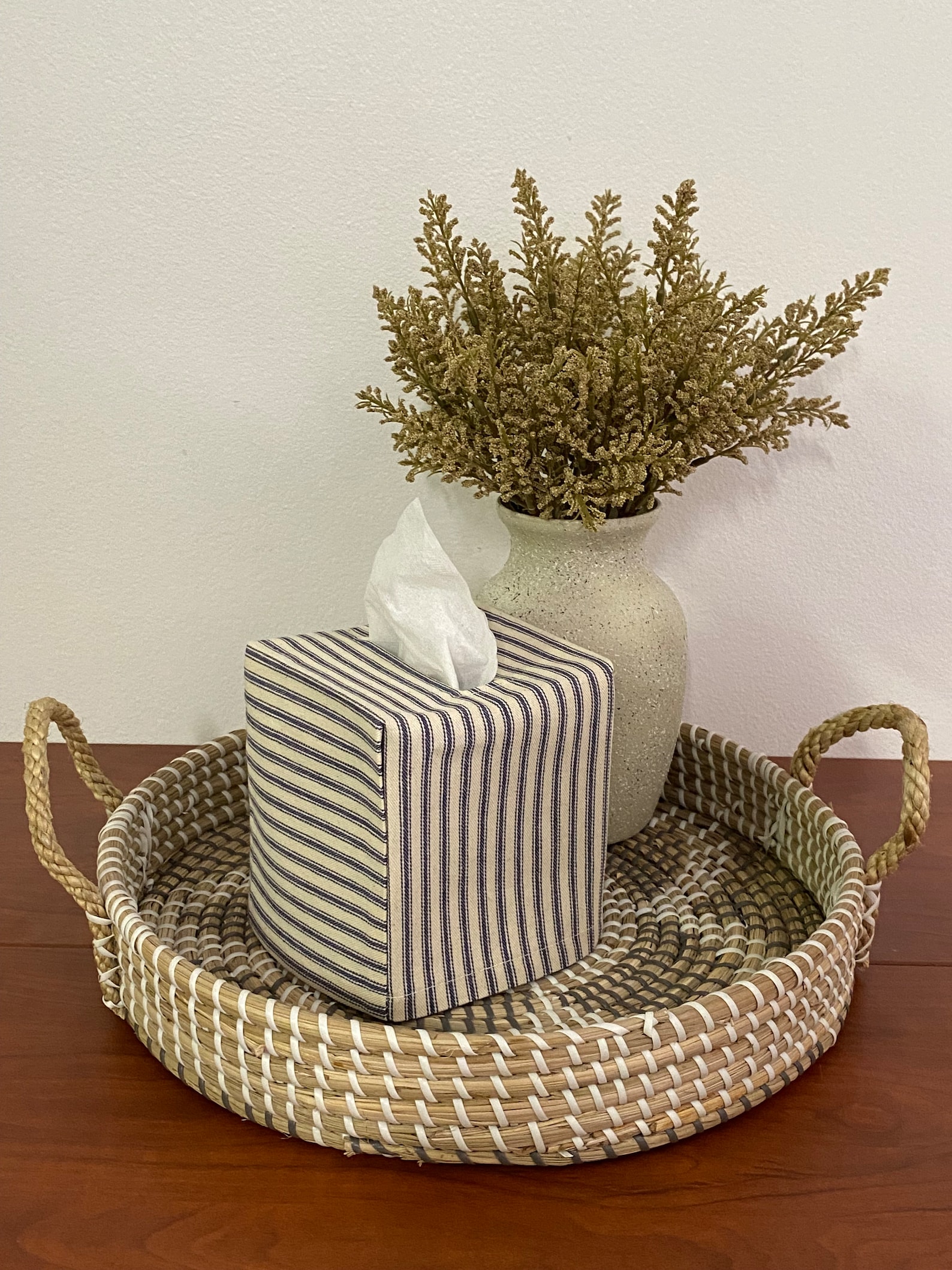 Striped Linen Tissue Box Cover.square Tissue Box Cover.tissue Box Cover ...