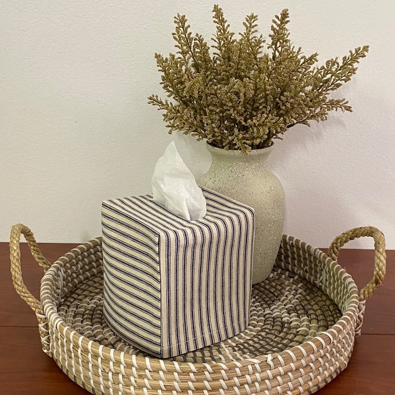 Blue Stripe Tissue Box - Etsy