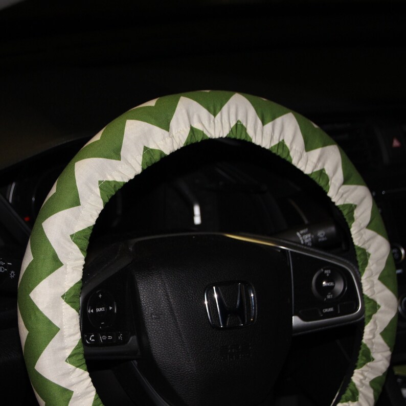 Sage Green and White Chevron Steering Wheel Cover/ Accessories for ...