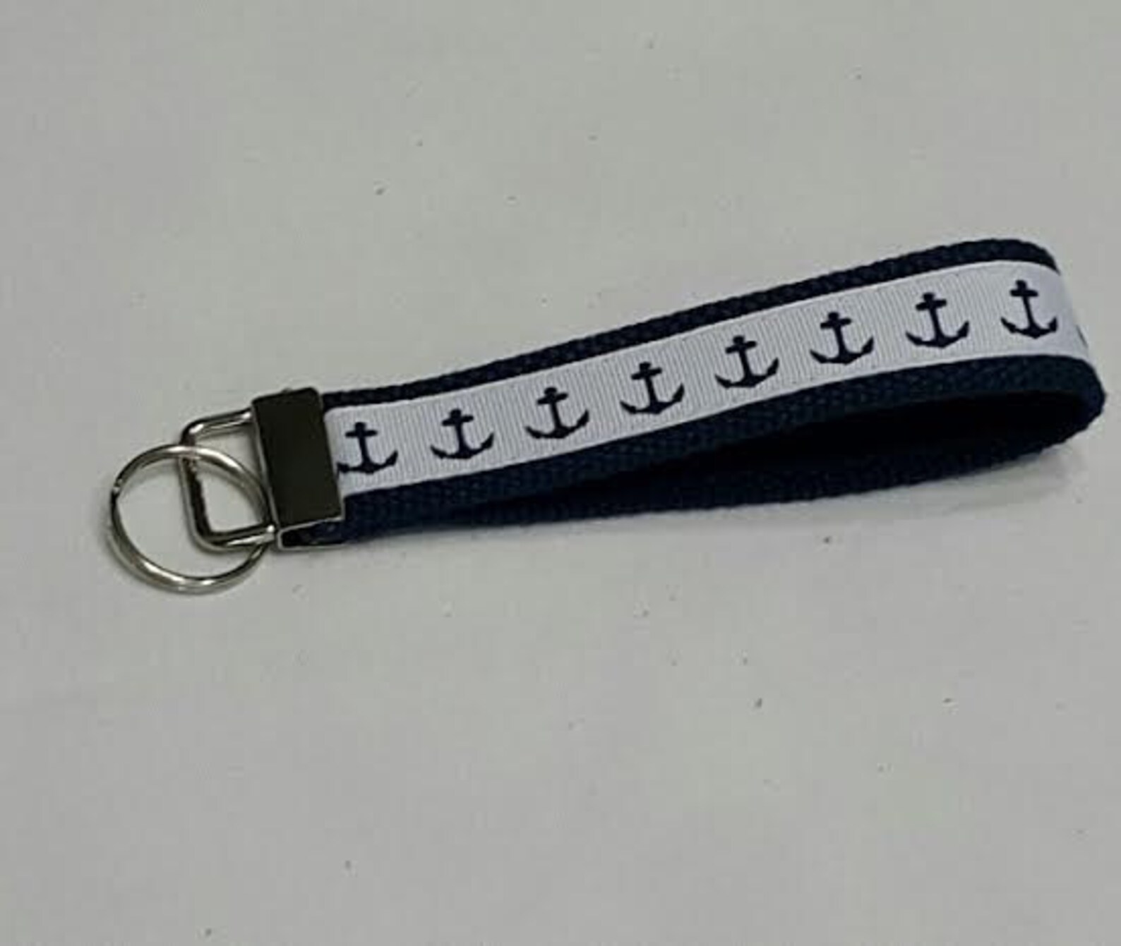 Nautical Key Fob navy and White Key Chain Anchor Key Wrist - Etsy
