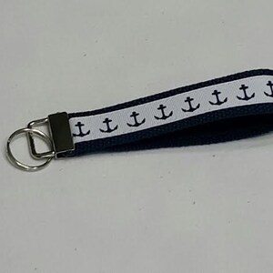Nautical Key Fob -navy and White Key Chain - Anchor Key Wrist - Classic ...