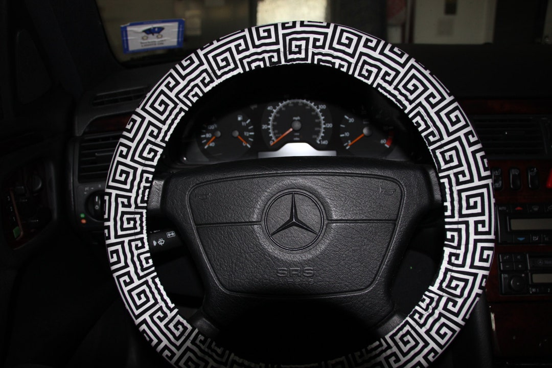 SALE) Black and White Steering Wheel Cover. Womens Wheel Cover. Classic ...