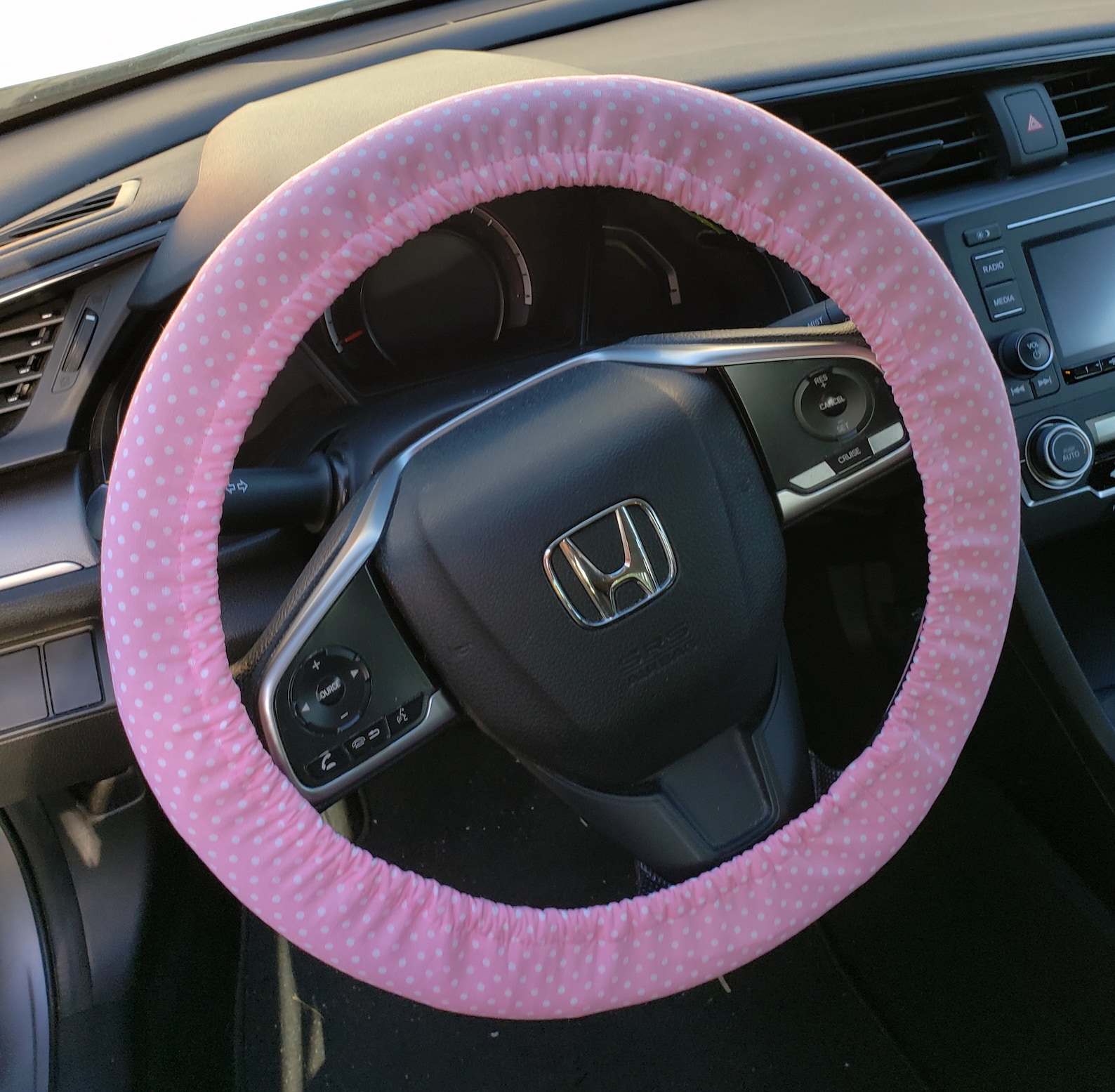 Light Pink With White Polka Dots Steering Wheel Cover - Women Car ...