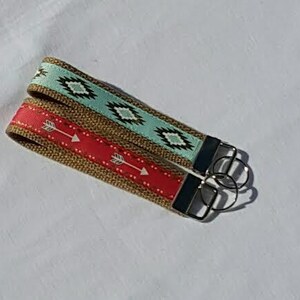 Aztec Key Fob - Tribal Key Chain - Coral Key Wristlet - Mint or Aqua ...