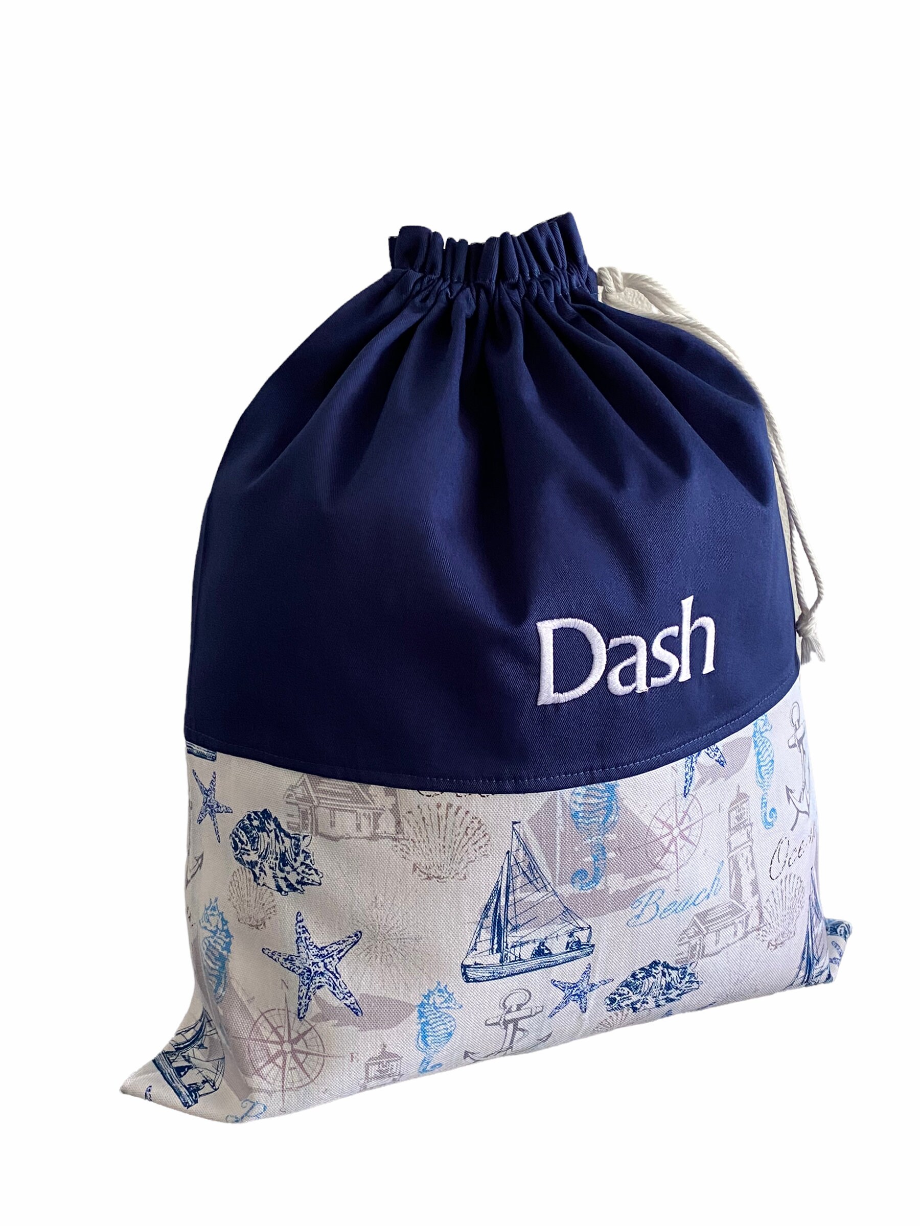 Nautical/striped Theme Travel Laundry Bag - Embroidered Laundry Bag ...