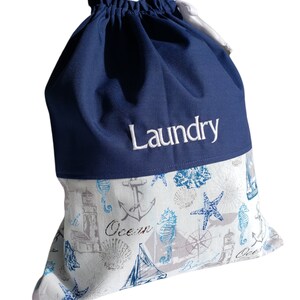Nautical/striped Theme Travel Laundry Bag - Embroidered Laundry Bag ...