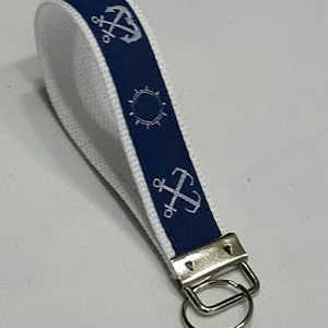 Nautical Key Fob -navy and White Key Chain - Anchor Key Wrist - Classic ...