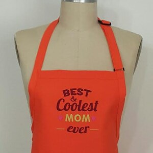 Best & Coolest Mom Ever Apron/ Mom Orange Apron / Monogrammed Apron ...