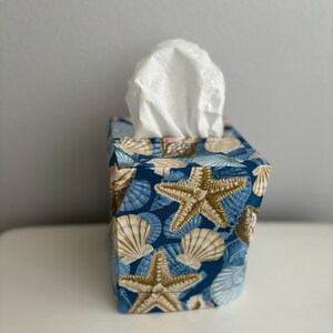 Ocean Theme Tissue Box Covers. Square Tissue Box Cover. Seashell Tissue ...