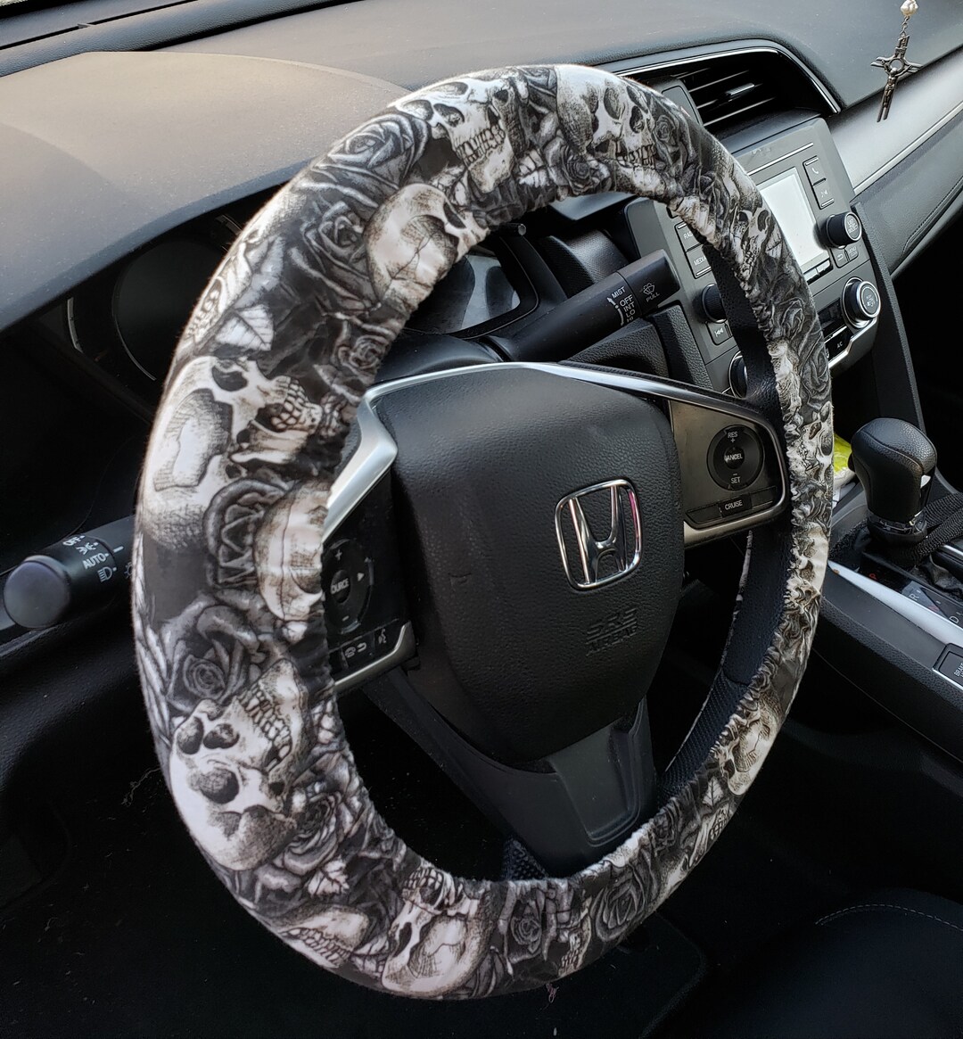 Black and White Skulls Steering Wheel Cover/ Horror Wheel Cover ...