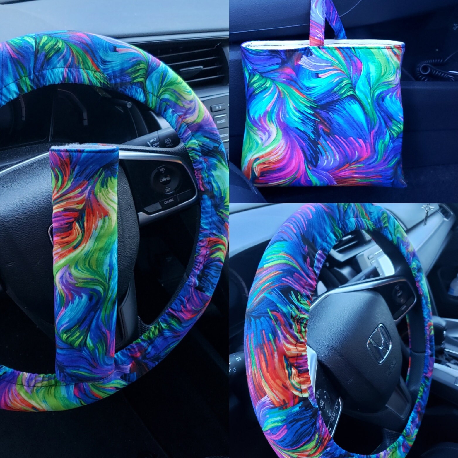 Steering Wheel Cover Multicolor Neon Night Colors / Options of Keyfob ...
