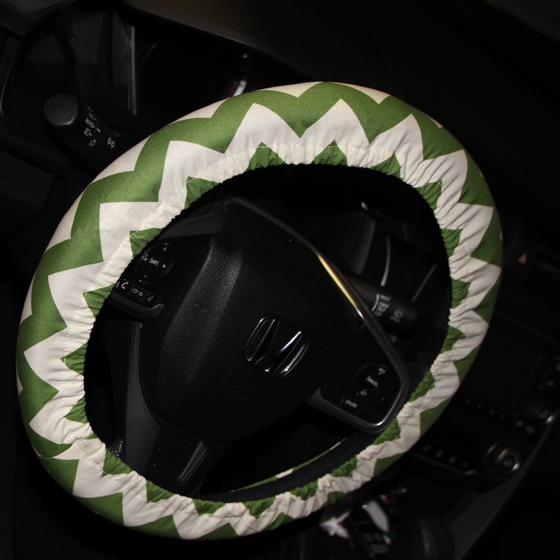 Sage Green and White Chevron Steering Wheel Cover/ Accessories for ...