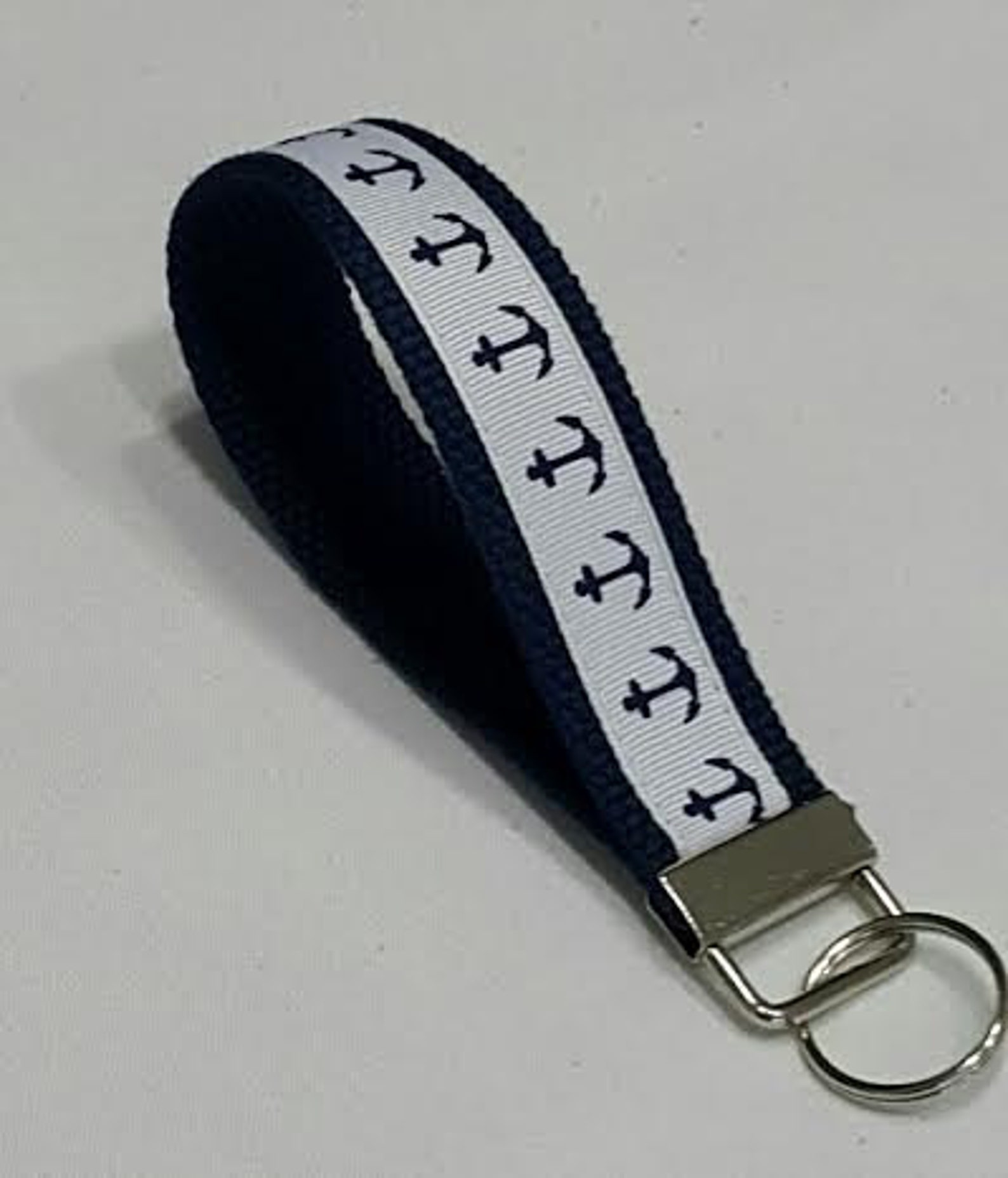 Nautical Key Fob navy and White Key Chain Anchor Key Wrist - Etsy